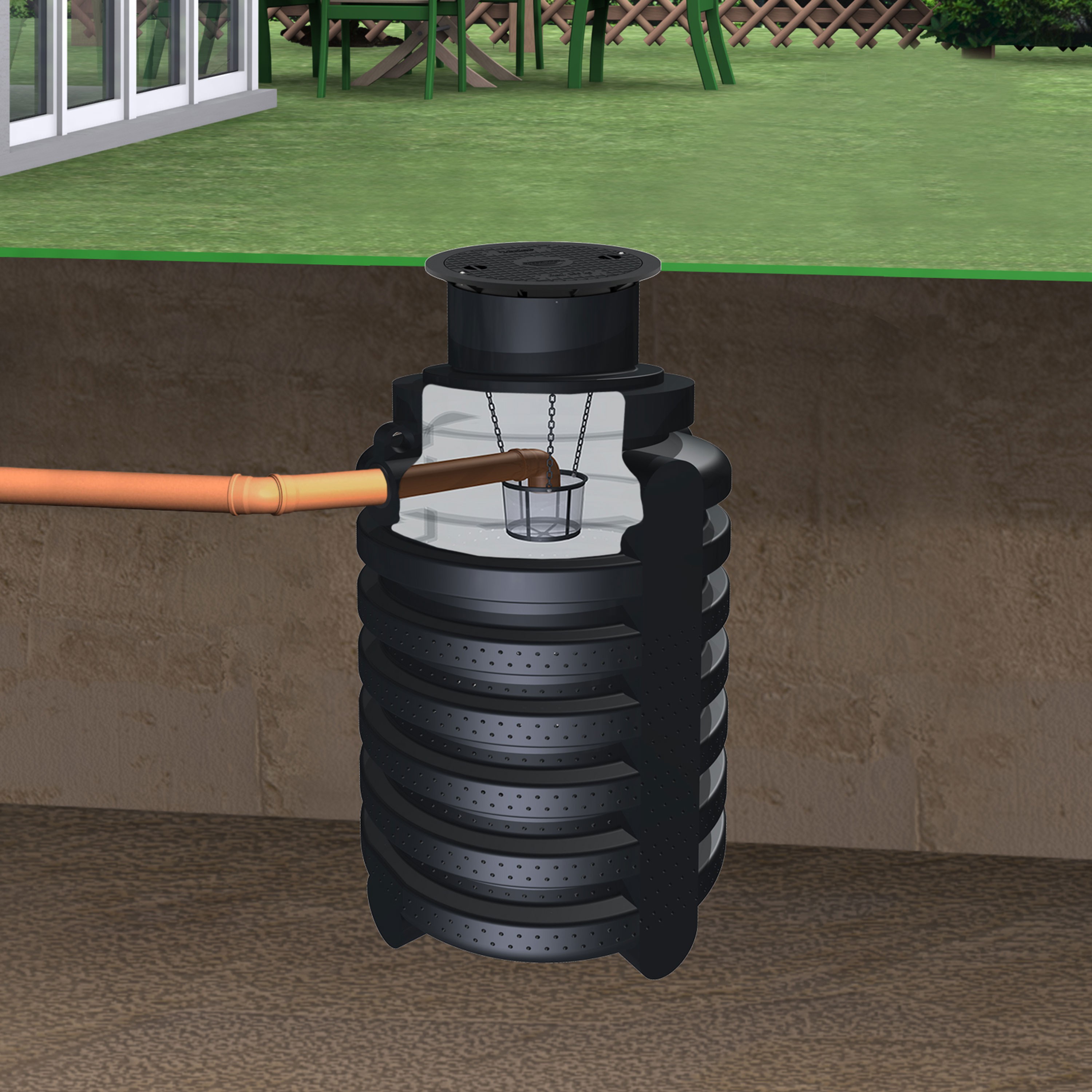 Schacht für Regenwasser-Versickerung 2000 L inkl. Abdeckung und Dichtung